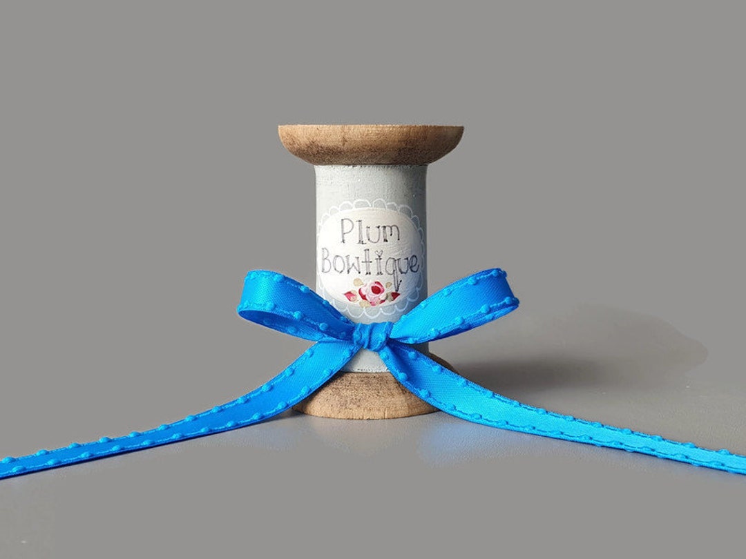 Turquoise Knotted Edge Dobby Spot Satin Ribbon, 10mm (3/8in) Wide *sold ...