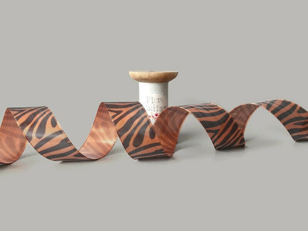 Black & Copper Tiger Stripe Animal Print Ribbon, 25mm (1in) Wide *sold ...