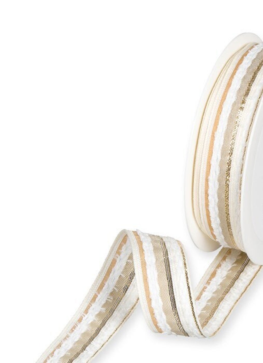 Cream & Gold Textured Multi-stripe Ribbon, 25mm (1in) Wide *sold per ...
