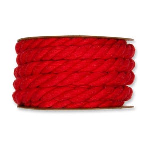 Red Recycled 100% Cotton Chunky Rope, 15mm (9/16in) Wide *per 1 Metre ...