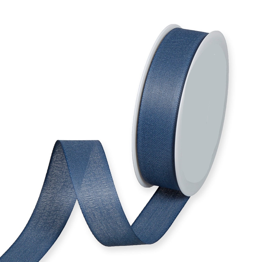Denim Blue Matte Semi-Sheer Textured Ribbon, 25mm 1in breit Pro Meter ...