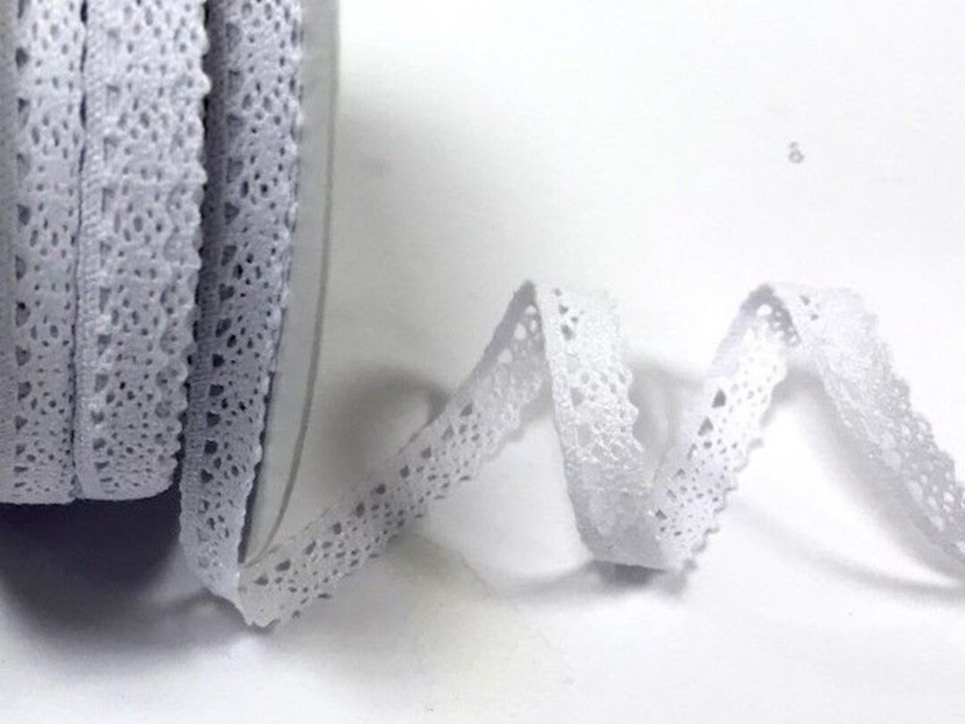 White "emma" Fine Lace Trim, Cotton Blend, 10mm (3/8in) Wide *sold per ...