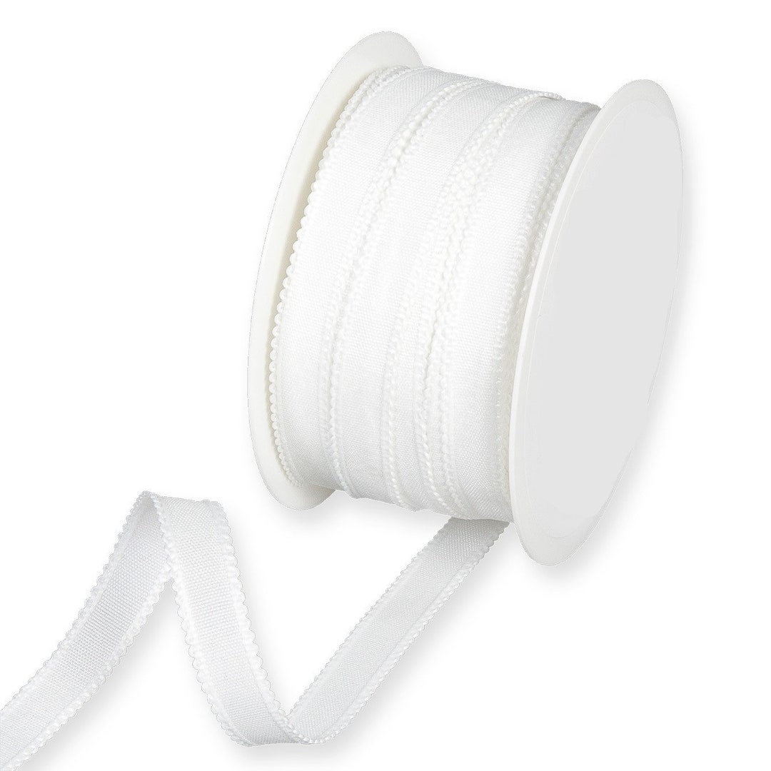 White Woven Ribbon With White Loop-edge, 15mm (9/16in) Wide *sold per ...