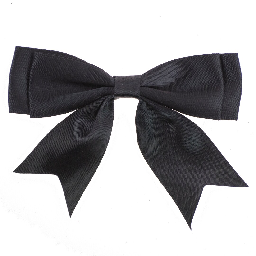 Black Satin Ready-made Large Double-bow *sold Individually* - Etsy