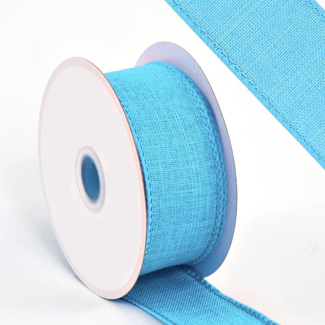 Turquoise Blue Burlap Ribbon With Wired Edge, 38mm (1.5in) Wide *sold ...