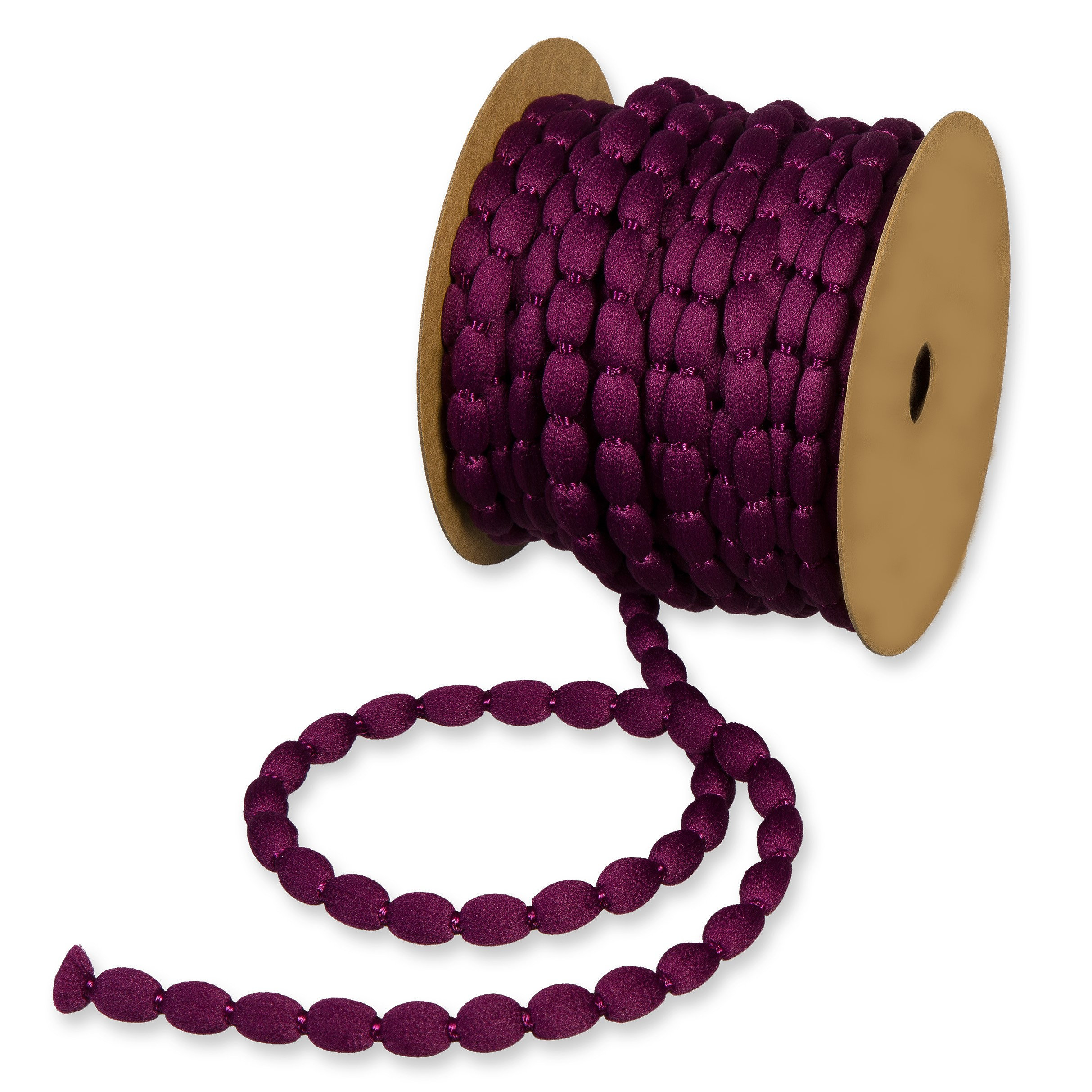 Deep Plum Pom Pom Bobble String, 8mm (5/16in) Wide *sold per Metre ...