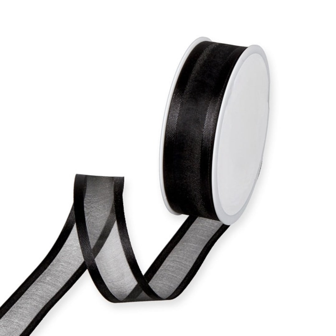 Black Sheer Organza Ribbon With Satin Edges, 25mm (1in) Wide *sold per ...
