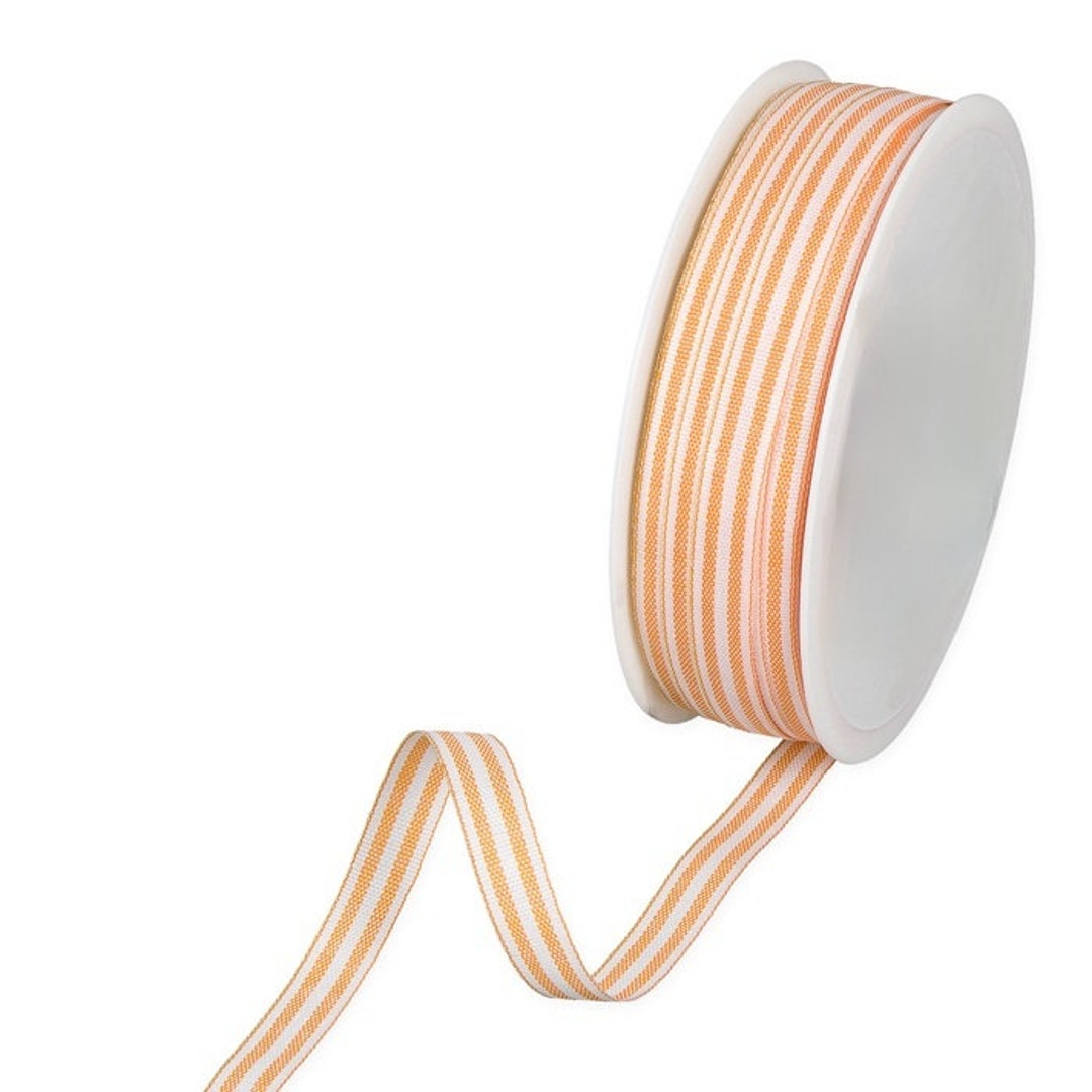 Orange Chambray Ticking Stripe Ribbon, 10mm (3/8in) Wide *sold per ...