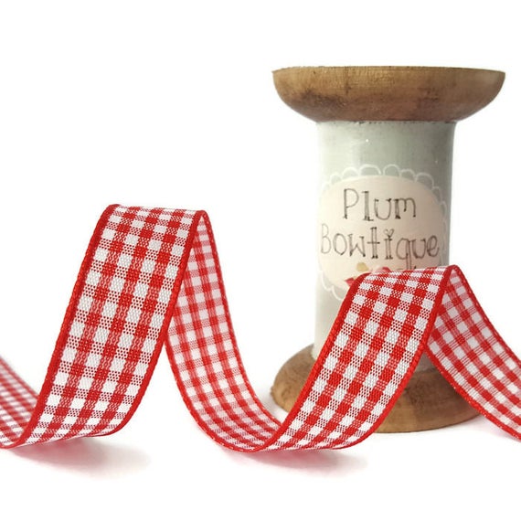 Red & White Traditional Gingham Ribbon 15mm Wide Sold Per | Etsy