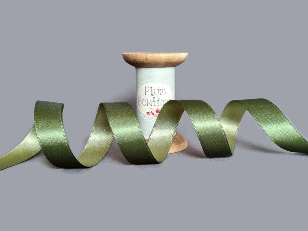 Olive & Sage Green Double-sided Recycled Satin Ribbon, 15mm (9/16in ...