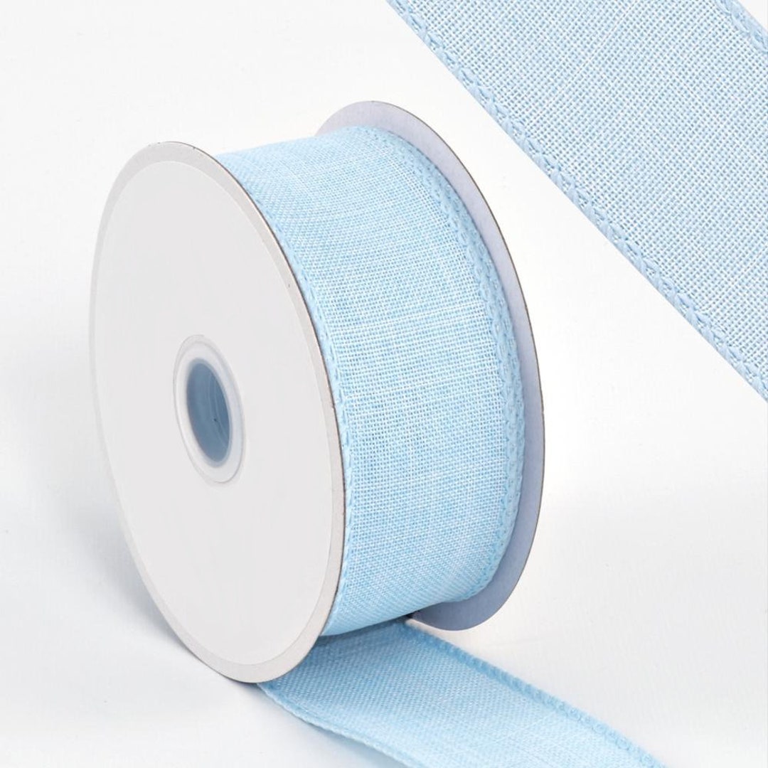 Light Blue Burlap Ribbon With Wired Edge, 38mm (1.5in) Wide *sold per ...