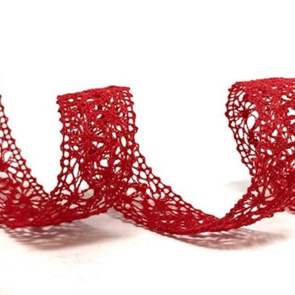 Red Lace Ribbon - Etsy