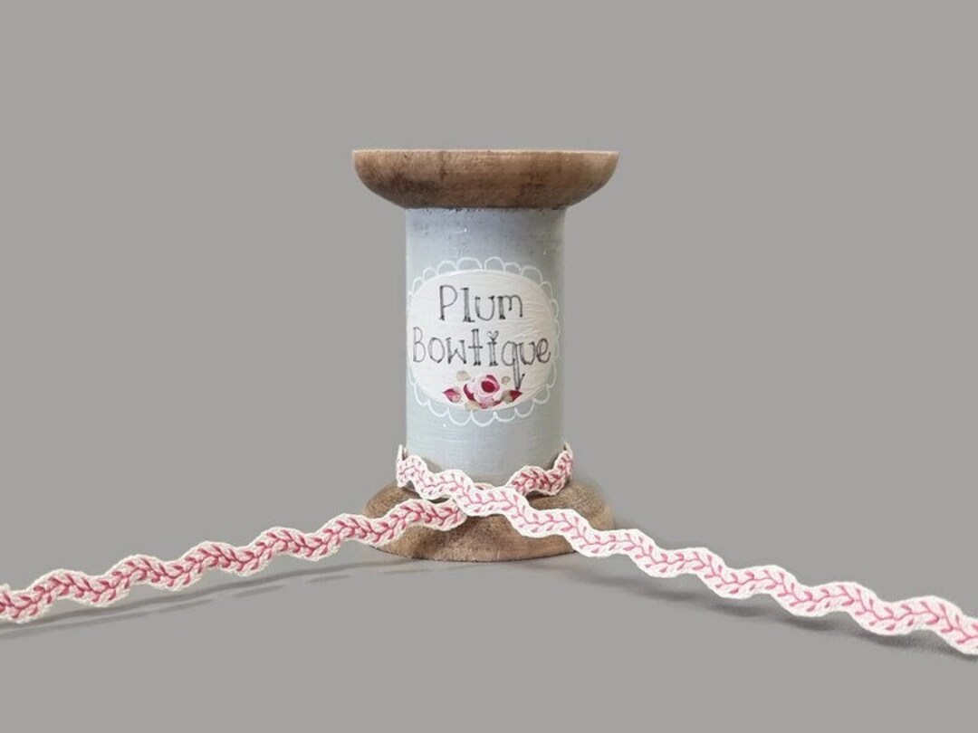 Pink Vine Stitch on Ivory Ric Rac Trim 6mm 7/32in Wide - Etsy