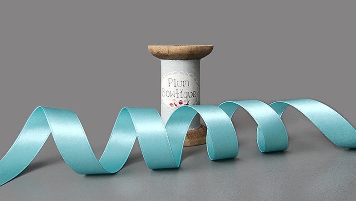 Light Turquoise Luxury Double Satin Ribbon 15mm 9/16in Wide | Etsy