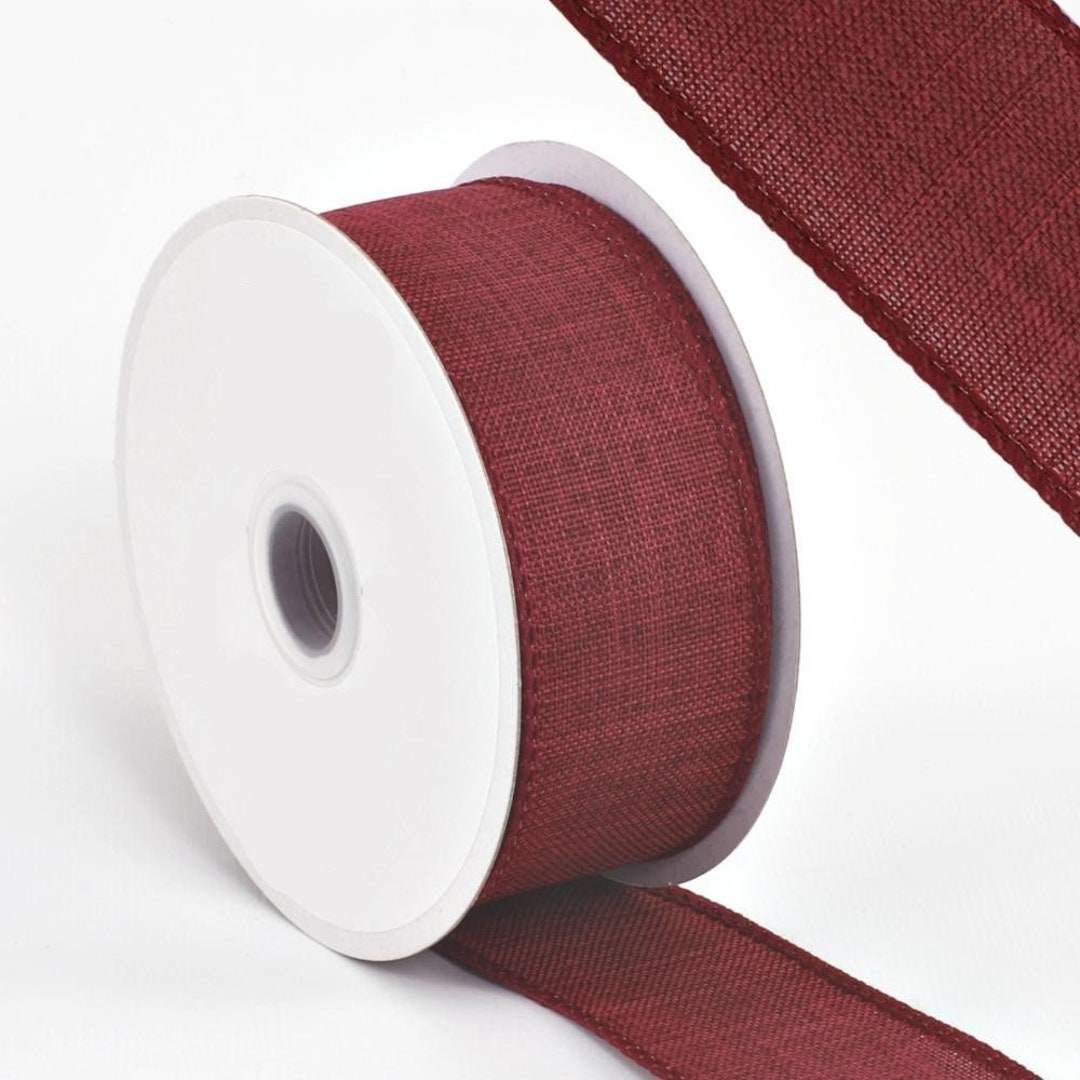Burgundy Burlap Ribbon With Wired Edge, 38mm (1.5in) Wide *sold per ...
