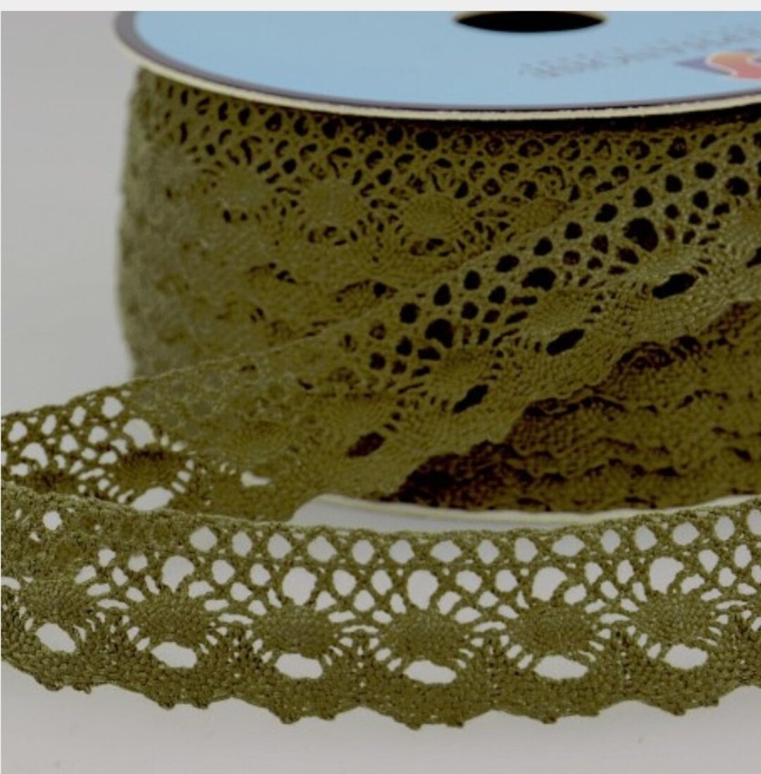 Moss Green "popcorn" Cluny Lace Trim, 25mm (1in) Wide *sold per Metre ...