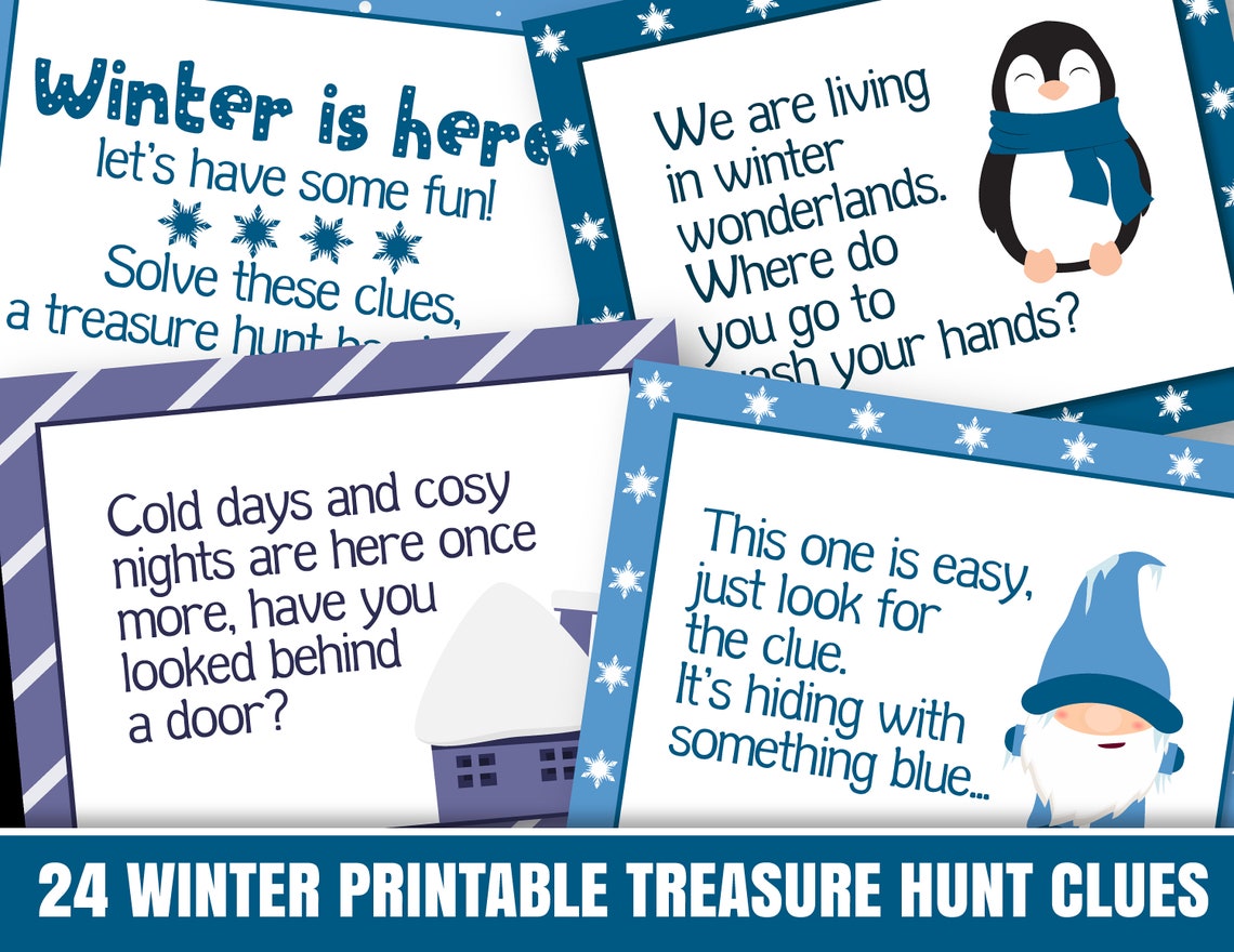 Printable Winter Treasure Hunt Clues Instant Download Winter - Etsy
