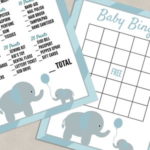 Blue Baby Shower Printable Games Set of 6, Blue Elephant Design, Boy ...