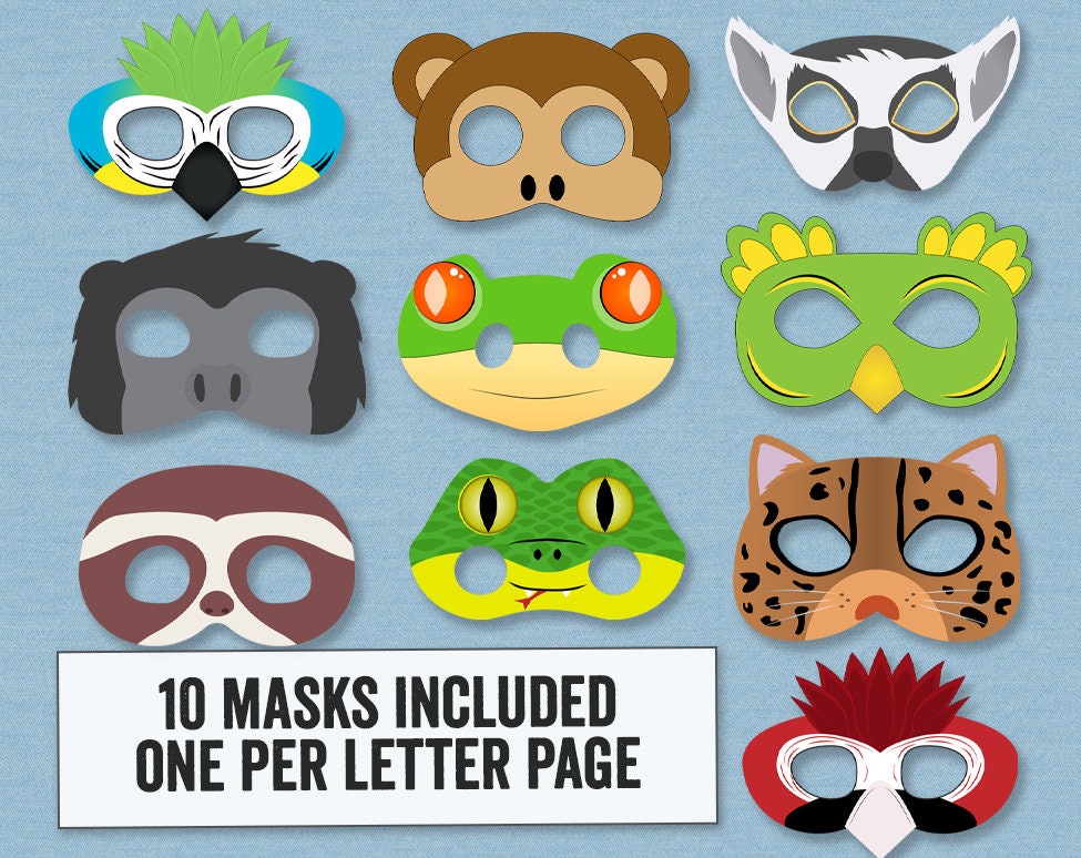 10 Rainforest Mask Printables Printable Jungle Rainforest - Etsy UK