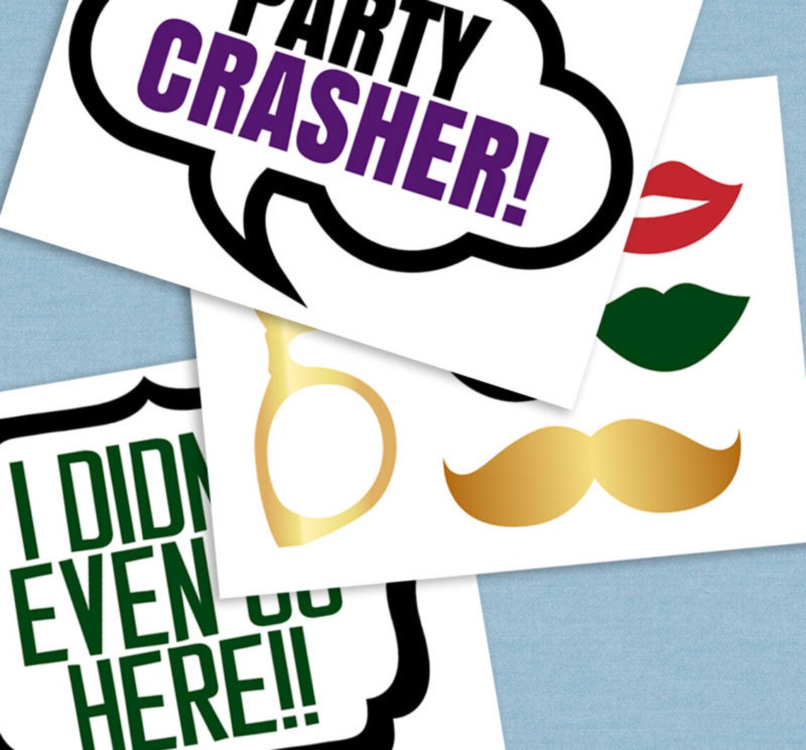 Class Reunion Photo Props, Reunion Photo Booth Gold Party Printable ...