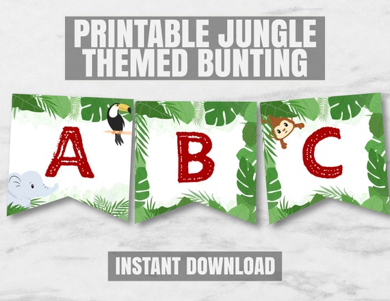 Printable Jungle Bunting Editable Jungle Safari Party | Etsy