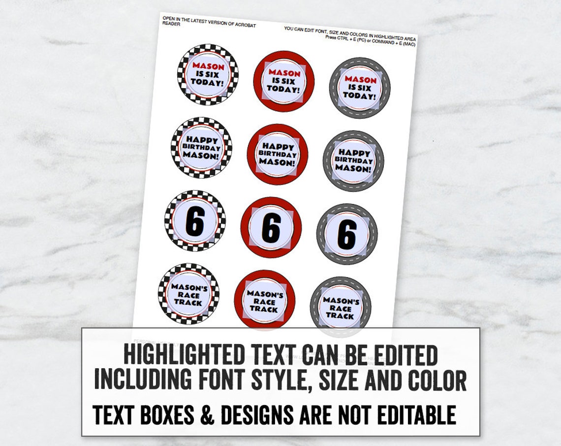 Printable Racing Cupcake Toppers and Wrapper Template | Etsy UK