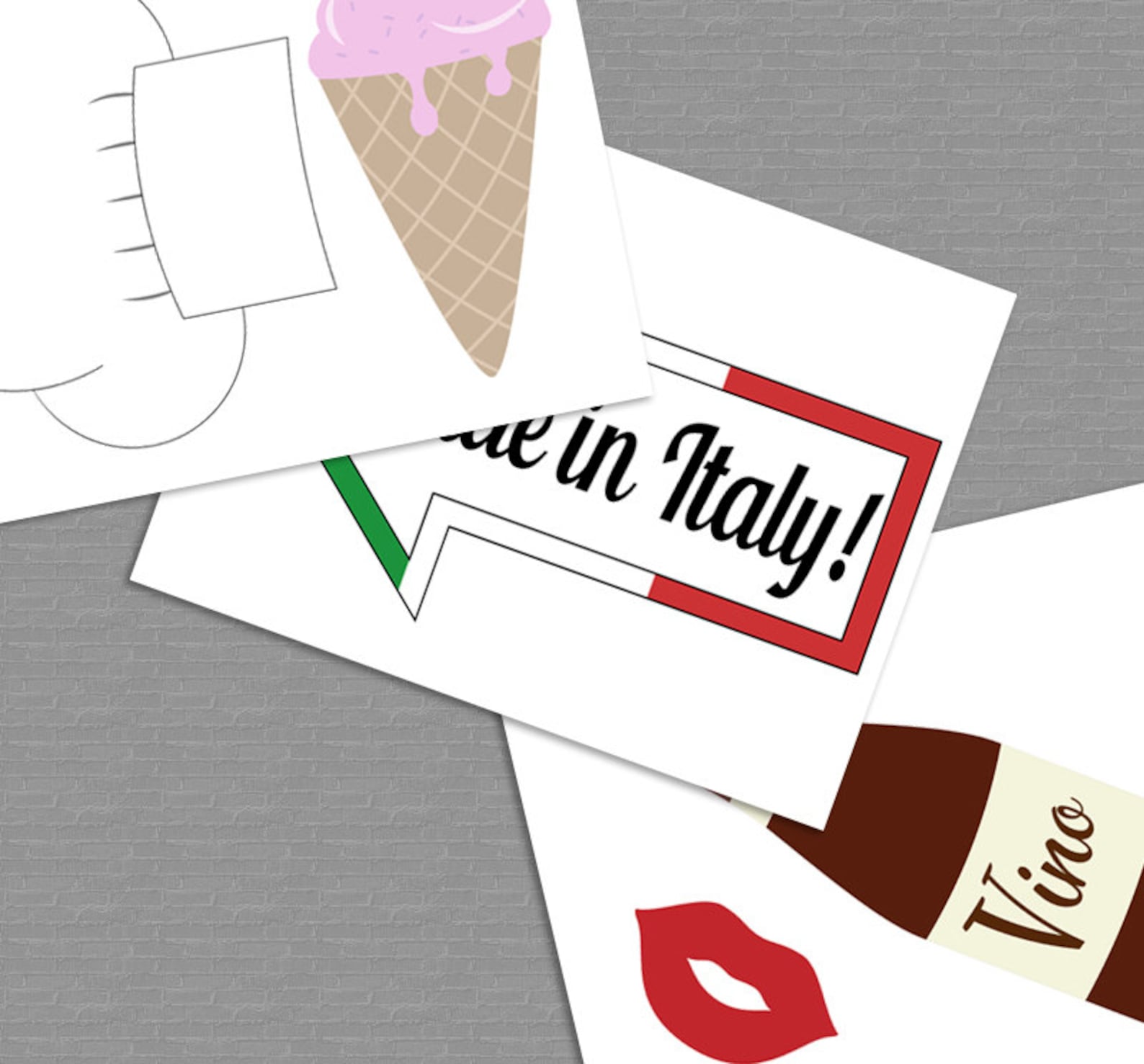 35 Italian Photo Booth Props Italy Themed Party Props Love - Etsy UK