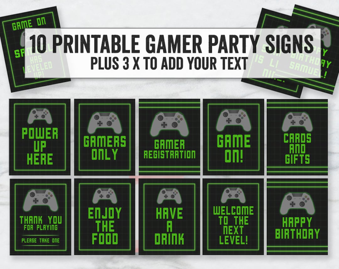 Printable Gamer Party Signs, Editable Gaming Party Signs, Gaming Signs ...