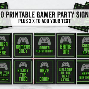 Printable Gamer Party Signs, Editable Gaming Party Signs, Gaming Signs ...