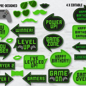 Editable Gamer Party Bundle, Printable Gaming Party Pack, Printable ...
