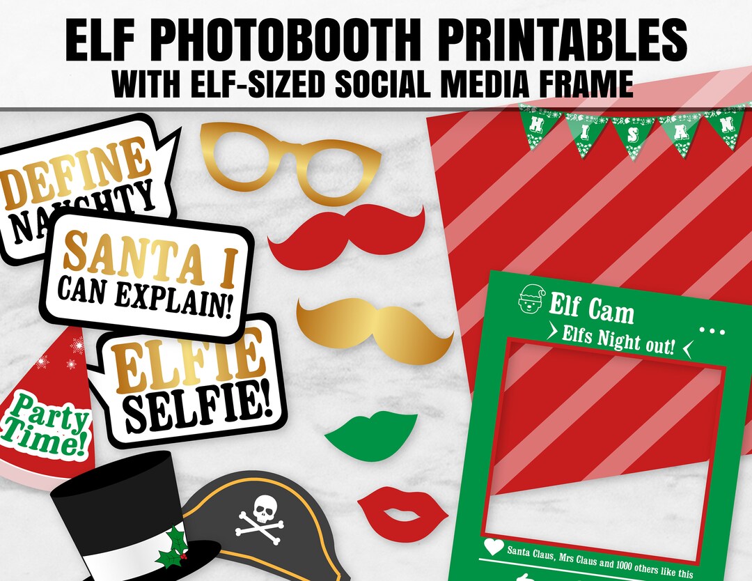 Printable Christmas Elf Photobooth, Elf Photo Booth Props, Elf Sized ...