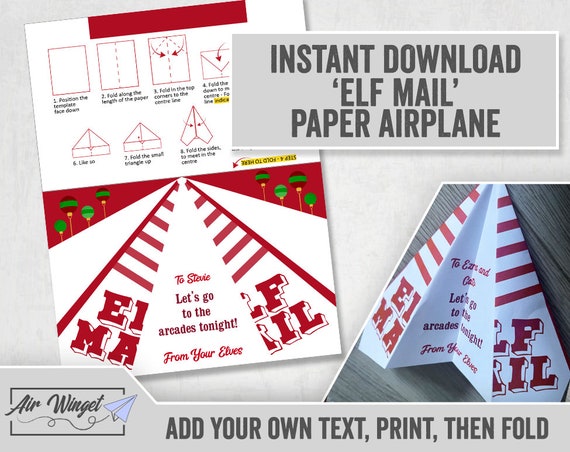 Printable Paper Airplane Elf Template Editable Christmas Elf - Etsy