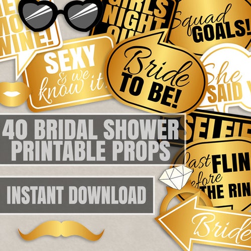 Engagement Party Printable Photo Booth Props Rose Gold Black - Etsy