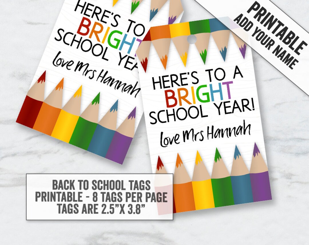 Back to School Printable Tags, Personalise Your Back to School Tags ...