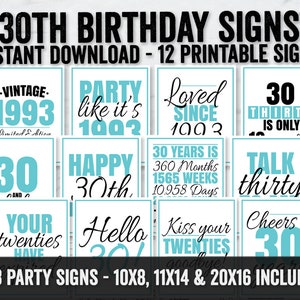 Printable 30th Birthday Party Signs, Blue Party Signs 1993, Printable ...