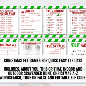Printable Christmas Elf Bundle, 2023 Elf Games, Elf Bundle Printable ...