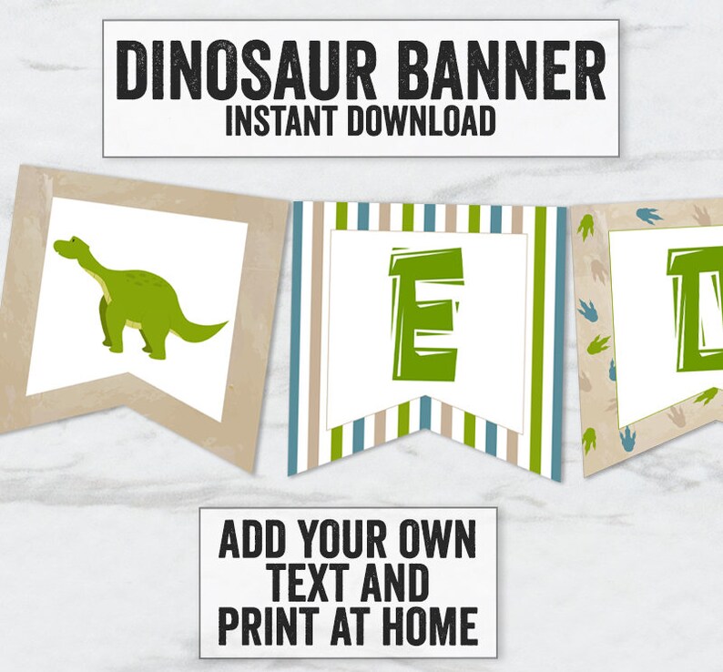 Printable Dinosaur Party Bunting Editable Dinosaur Banner - Etsy