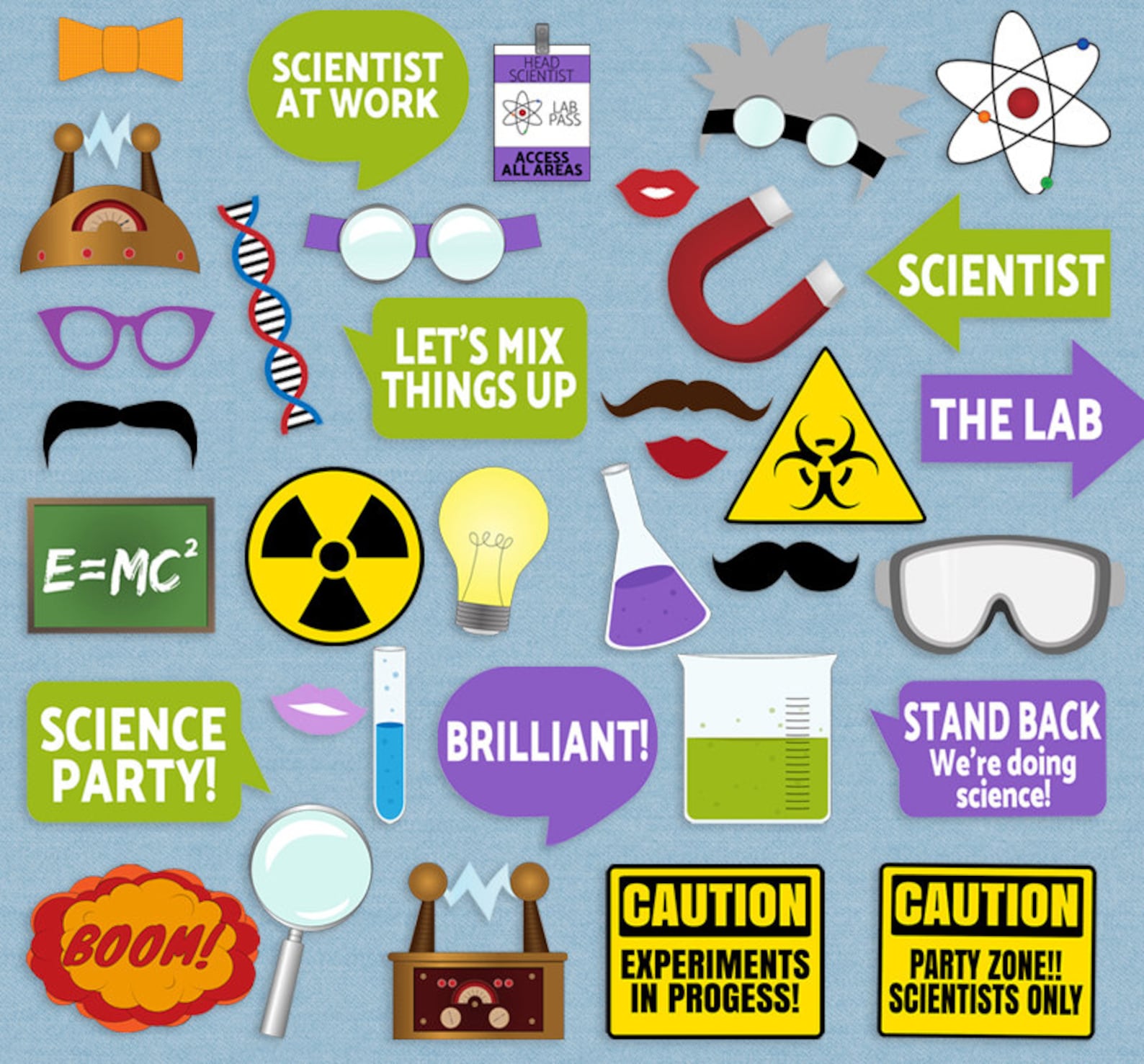 35 Science Party Photo Booth Props, Scientist Themed Photobooth Props ...