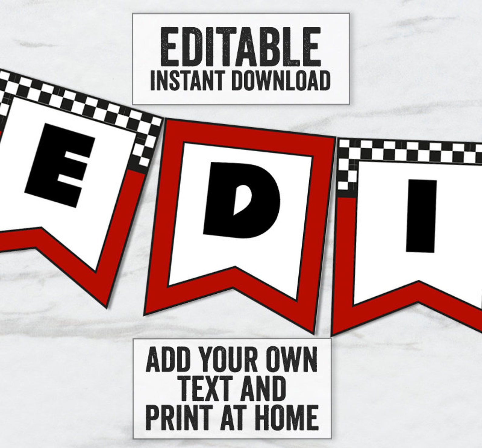 Printable Racing Red Banner Editable Race Track Party - Etsy