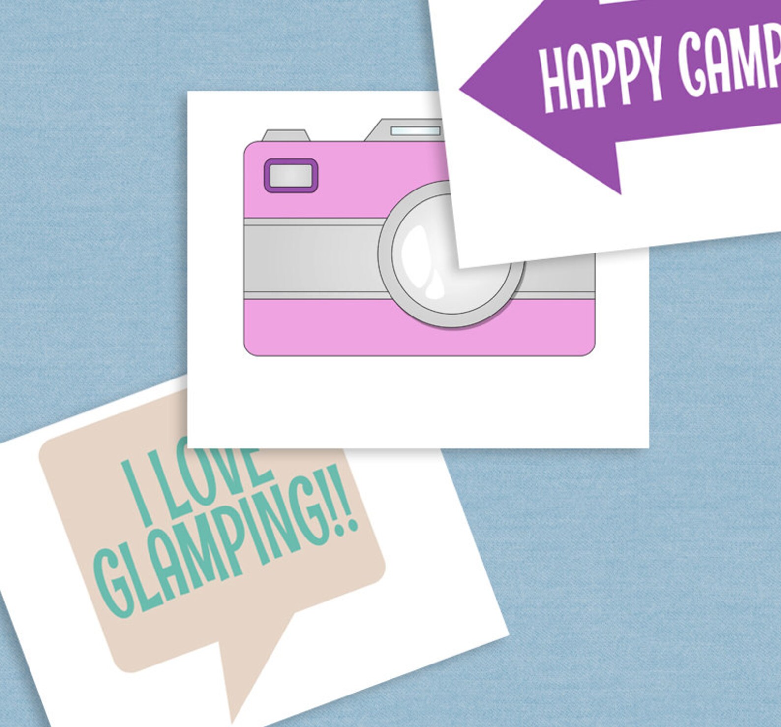 35 Glamping Party Photo Booth Props Girly Camping Themed - Etsy