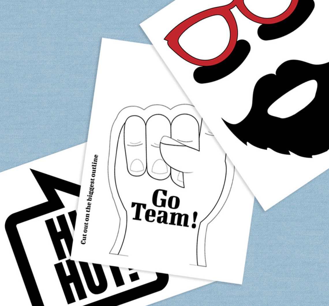 40 Football Printable Any Team Photo Booth Props American - Etsy