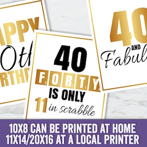 Printable 40th Birthday Signs, Gold Party Signs 1983, Gold 40th ...