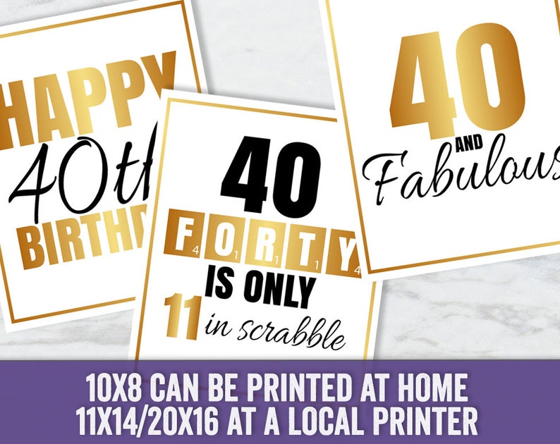 Printable 40th Birthday Signs, Gold Party Signs 1983, Gold 40th ...