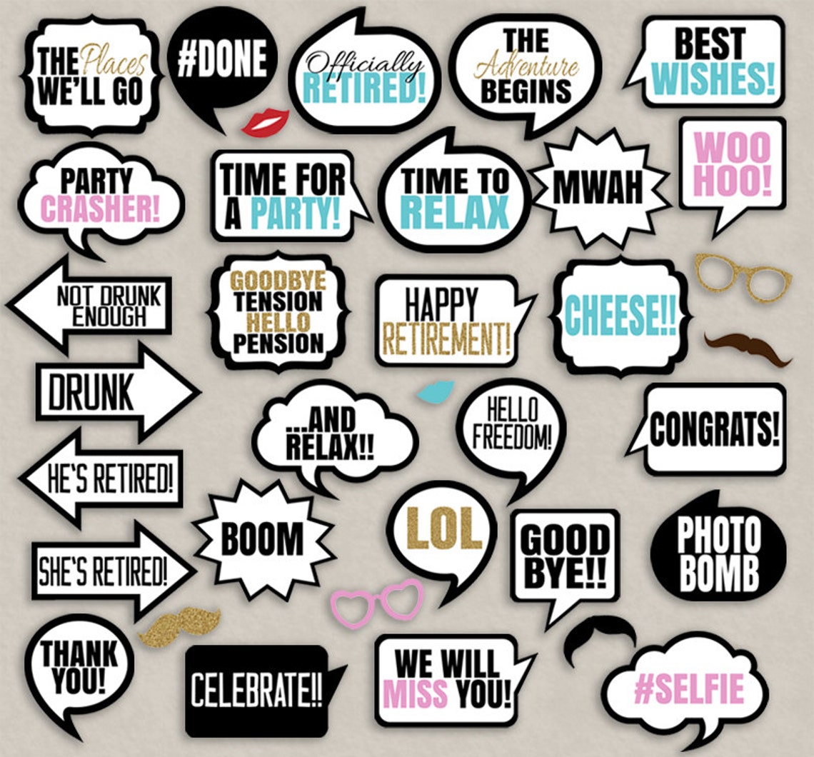 35 Retirement photo booth prop printables Retirement party | Etsy