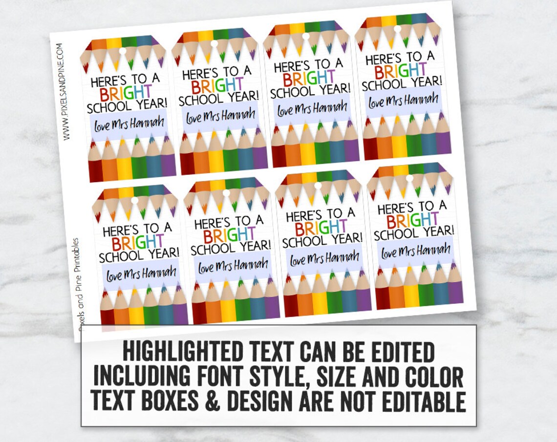 Back to School Printable Tags, Personalise Your Back to School Tags ...