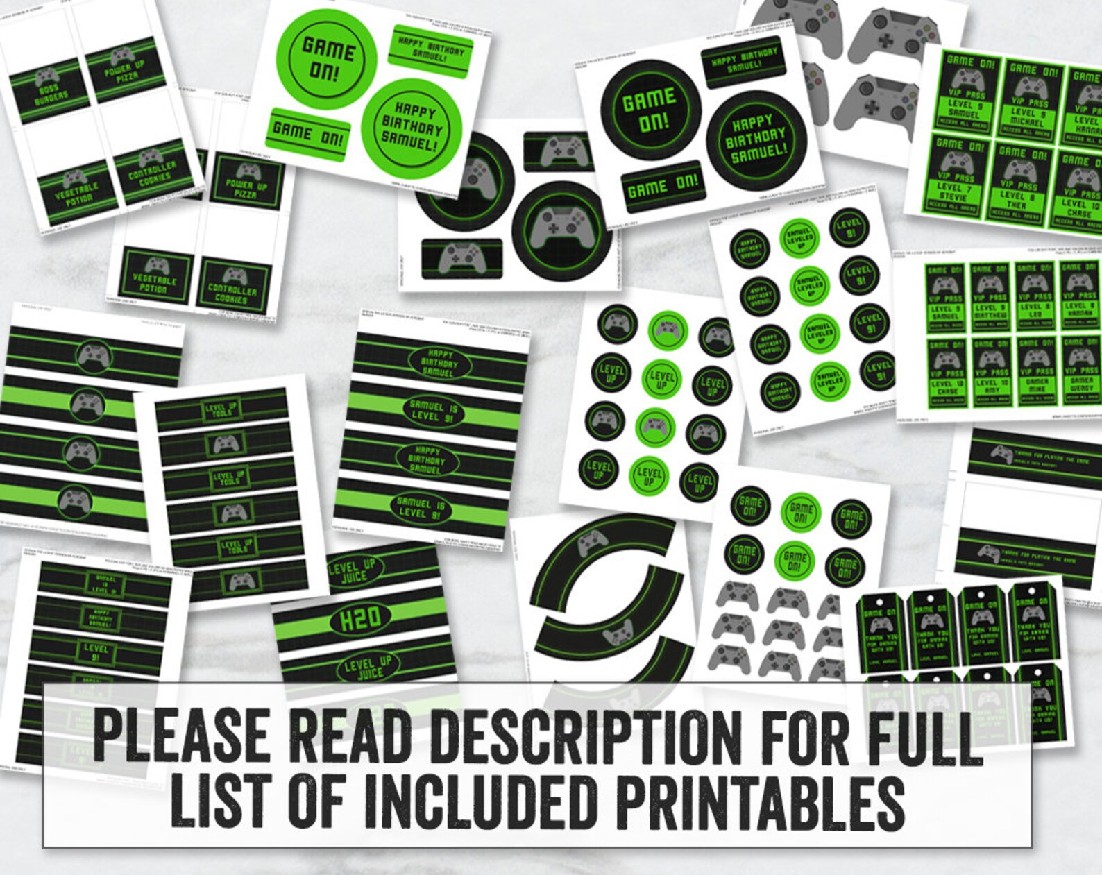 Editable Gamer Party Bundle, Printable Gaming Party Pack, Printable ...