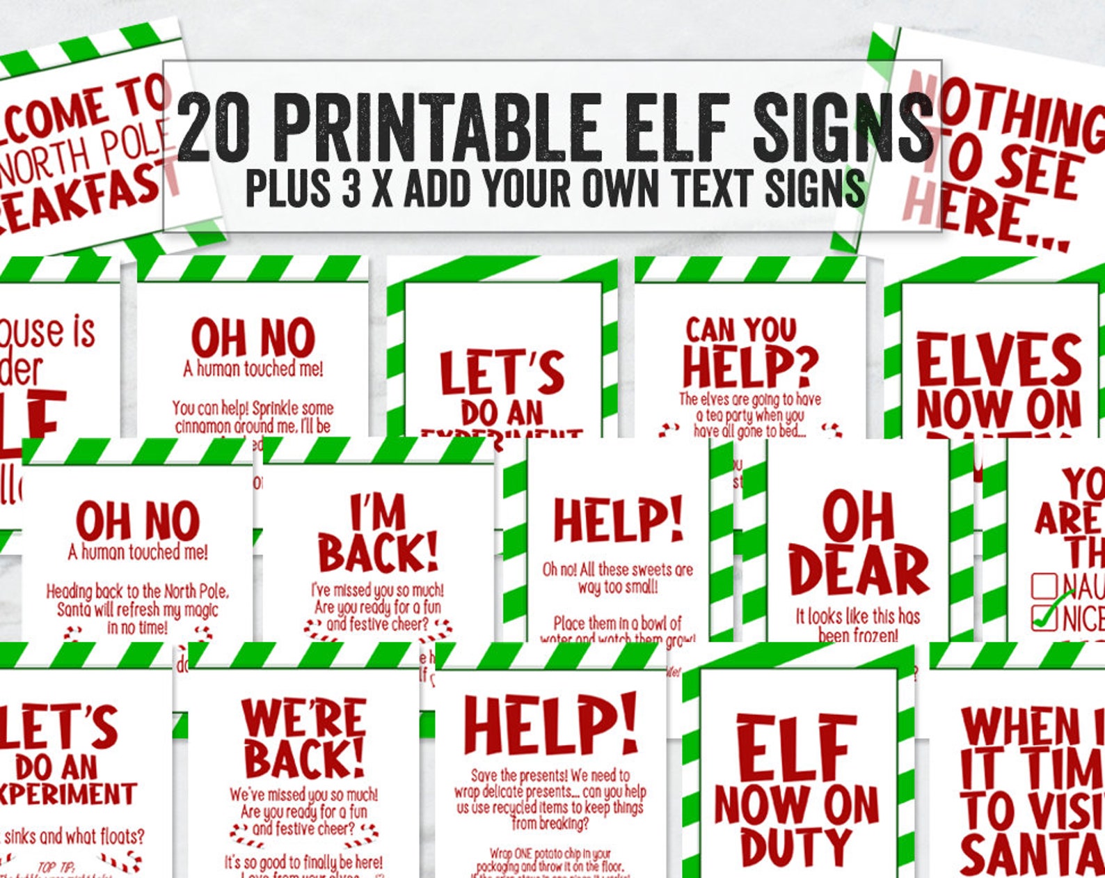 Printable Large Elf Signs, 20 Elf Printables Signs, Elf Activity Notes ...