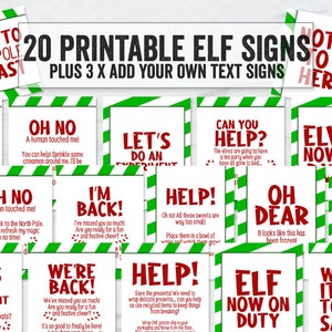 Printable Large Elf Signs, 20 Elf Printables Signs, Elf Activity Notes ...
