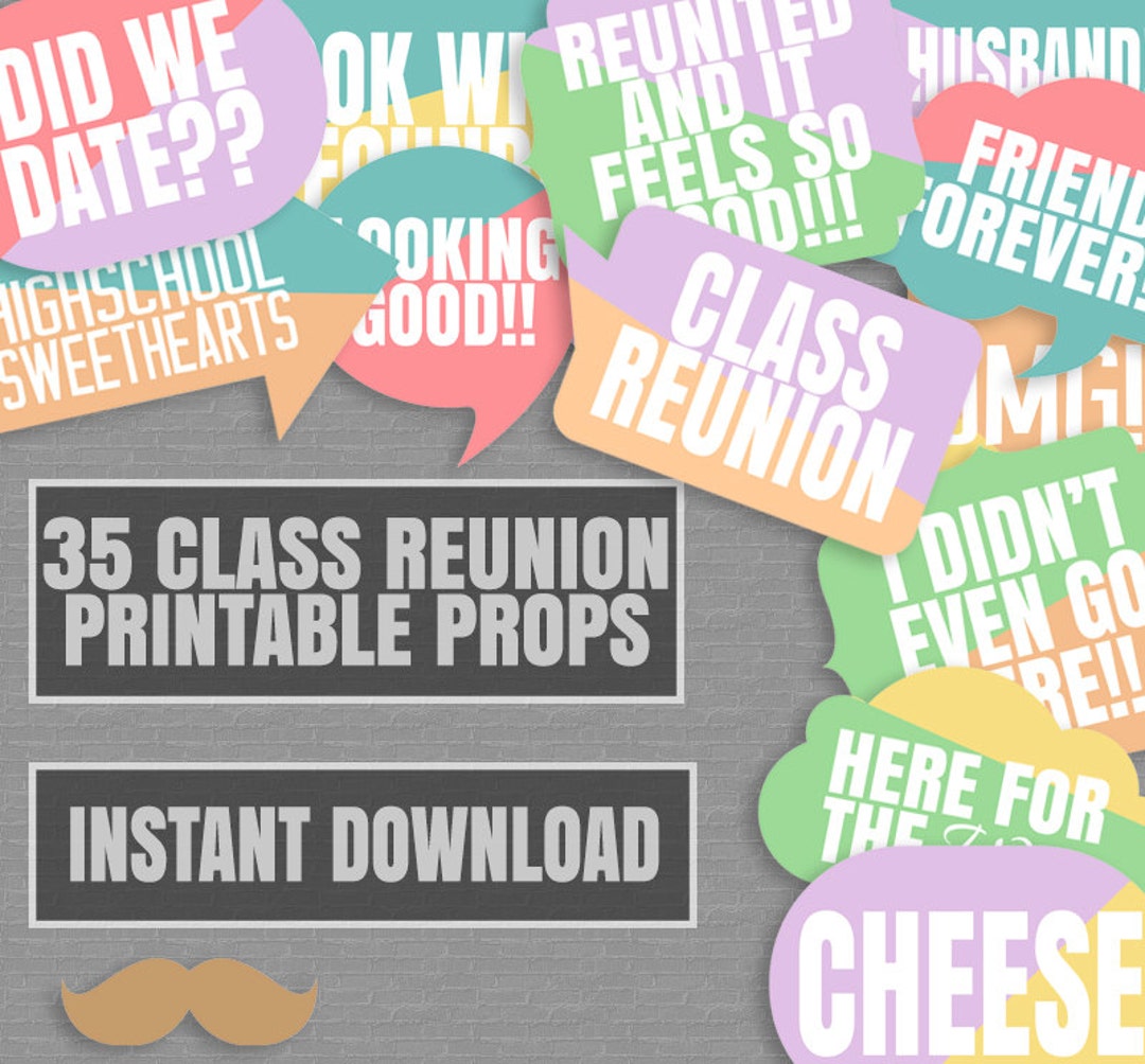 Colorful Class Reunion Photobooth Props, Tropical Retro Color Class ...