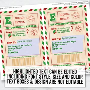 Printable Christmas Elf Shipping Label, Christmas Elf Parcel Label ...
